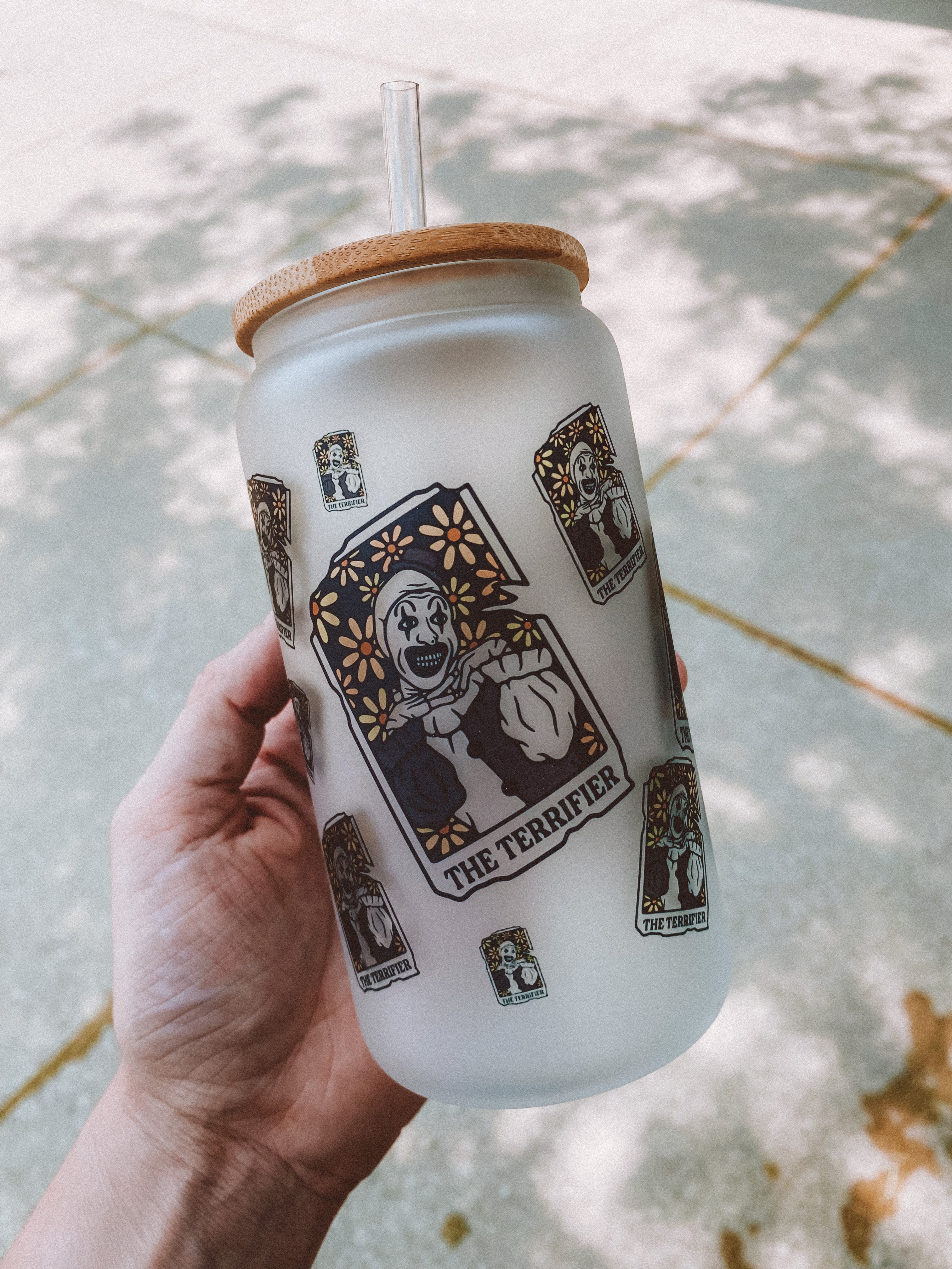 The Terrifier Tarot Frosted Glass Tumbler – Not Your Average Babe